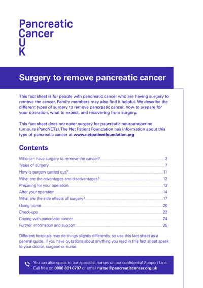 Surgery for pancreatic cancer - Pancreatic Cancer UK