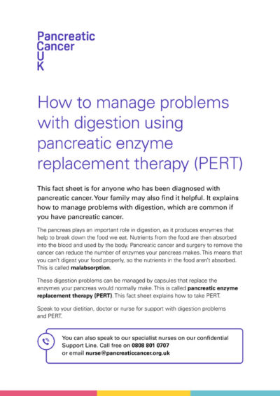 Pancreatic enzyme replacement therapy (PERT) - Pancreatic Cancer UK