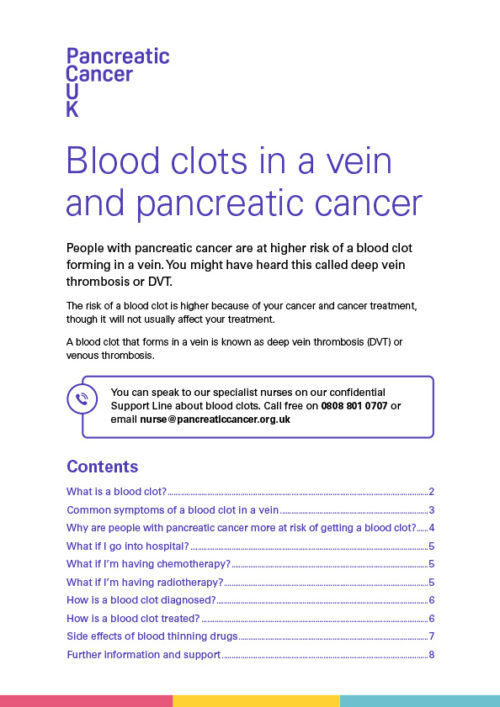 Blood clots in a vein and pancreatic cancer - Pancreatic Cancer UK
