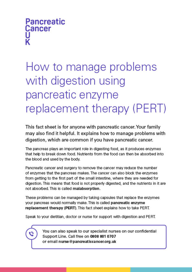 Pancreatic enzyme replacement therapy (PERT) - Pancreatic Cancer UK