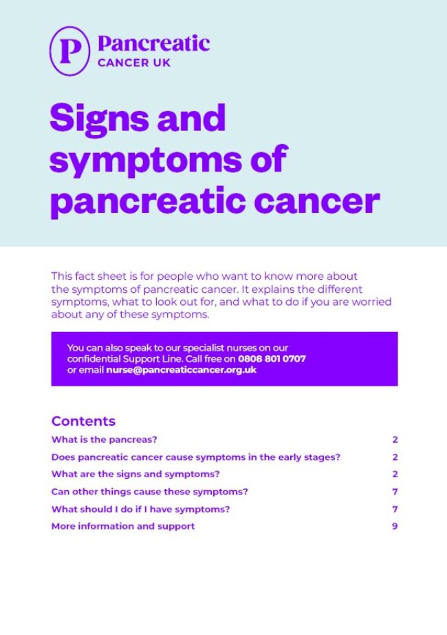 Signs and symptoms of pancreatic cancer - Pancreatic Cancer UK